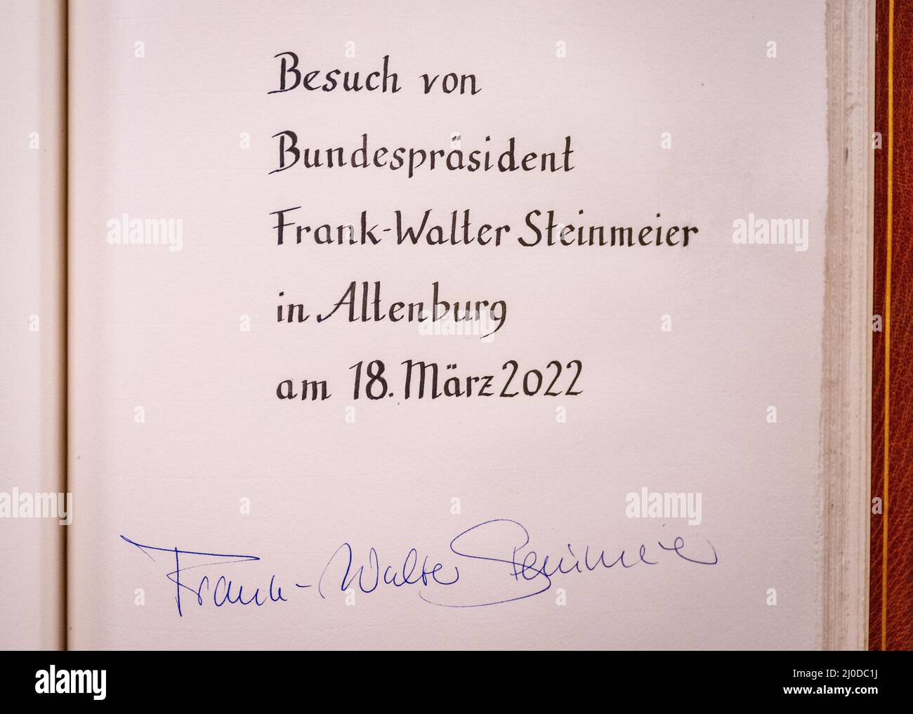 Altenburg, Germany. 18th Mar, 2022. The signature of German President ...