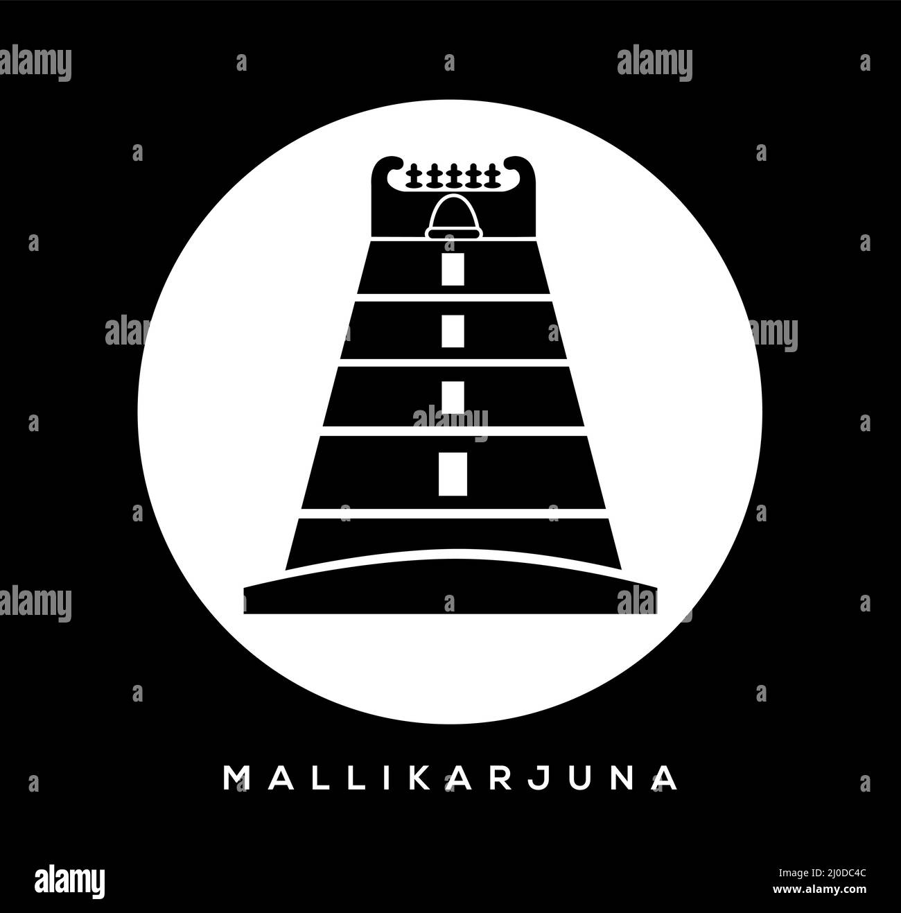 lord shiva (Mallikarjuna Jyotirlinga) temple vector icon. Mallikarjuna ...