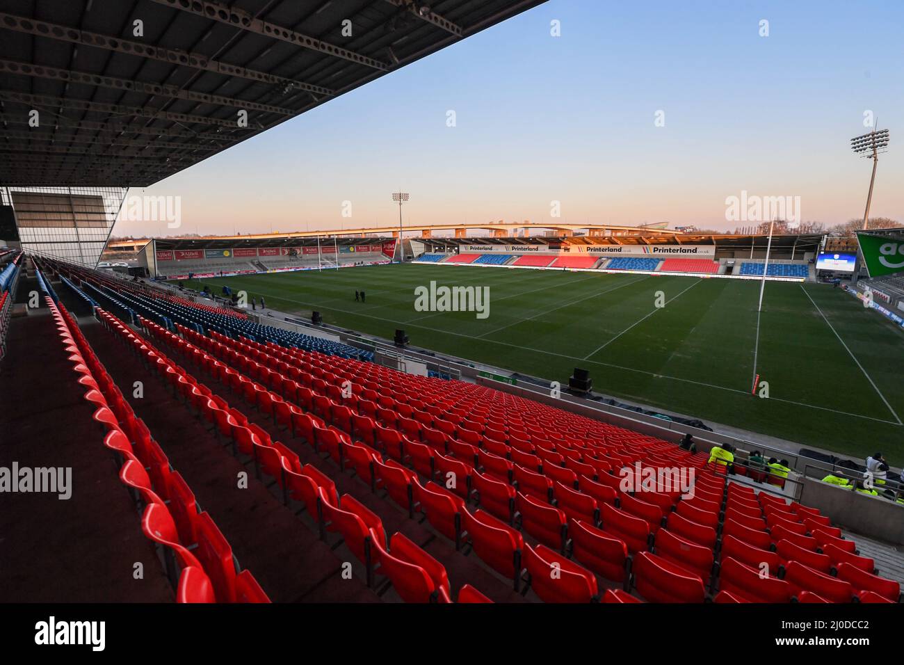 A general view of the AJ Bell Stadium, the home of Salford Red Devils ...