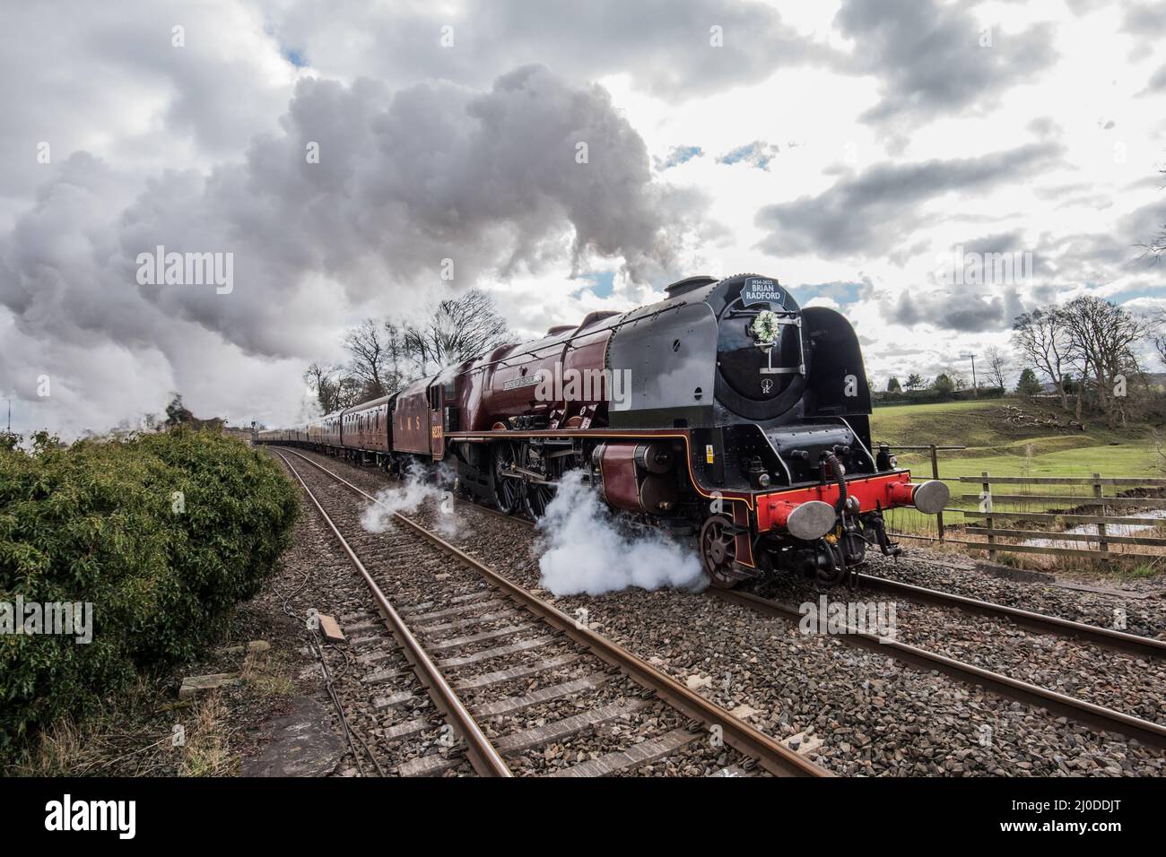 The Duchess of Sutherland passes through Long Preston. Note the tribute ...