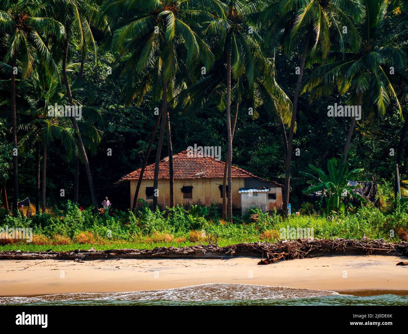 Malvan, INDIA - December 23, 2021 : Indian house with traditional roof ...