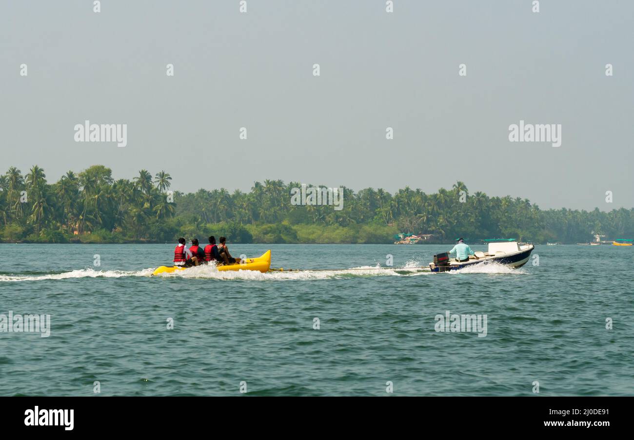 Malvan, INDIA - December 23, 2021 : Unidentified tourist enjoying a ...