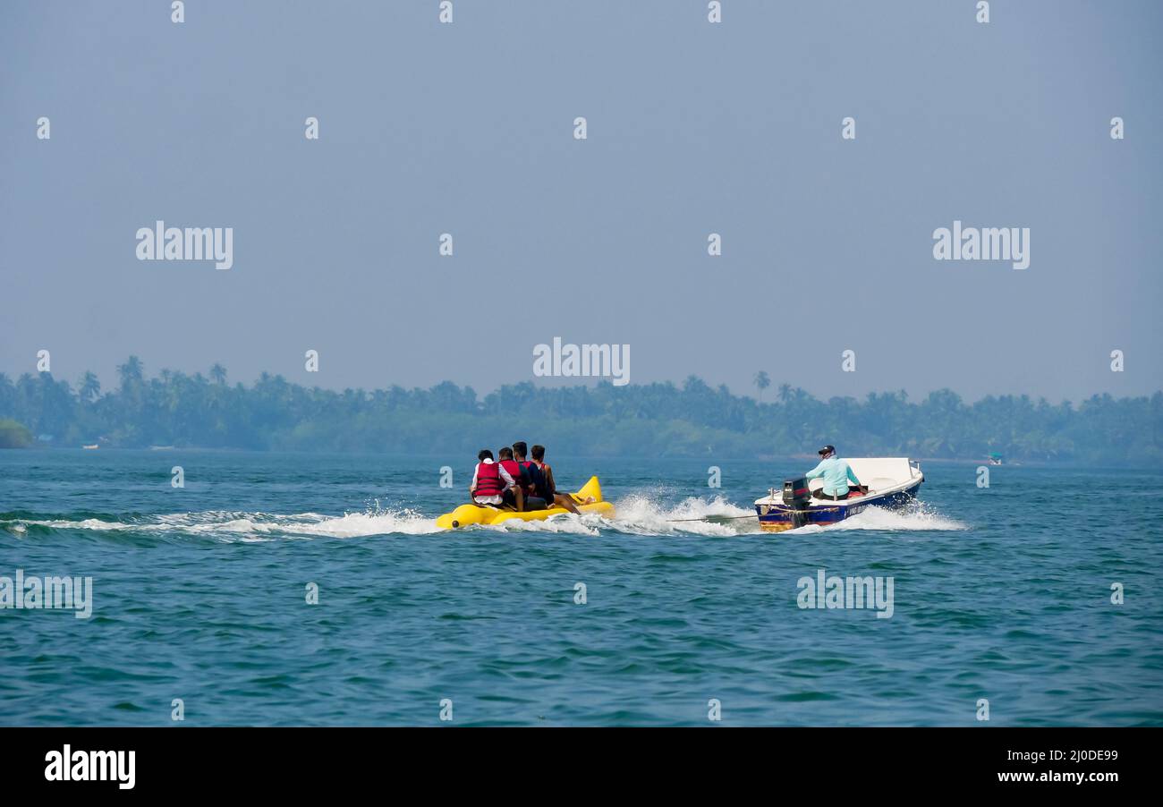 Malvan, INDIA - December 23, 2021 : Unidentified tourist enjoying a ...
