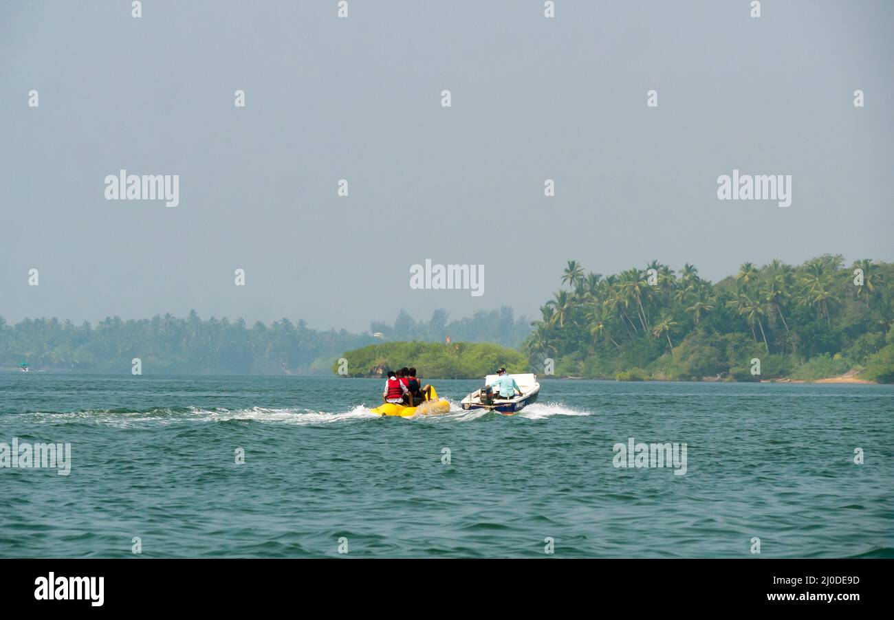 Malvan, INDIA - December 23, 2021 : Unidentified tourist enjoying a ...