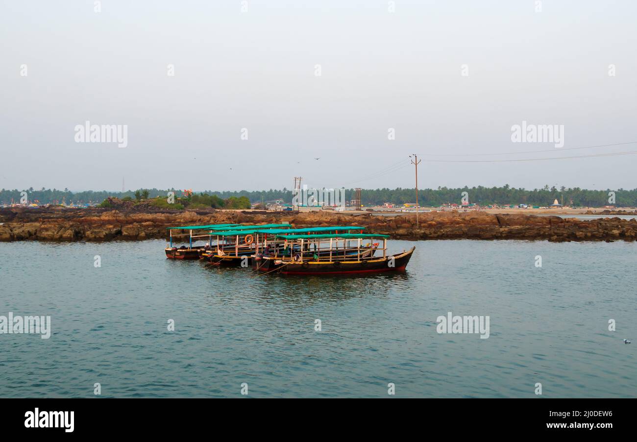Malvan, INDIA - December 23, 2021 : Tourist boats at Devbagh beach ...