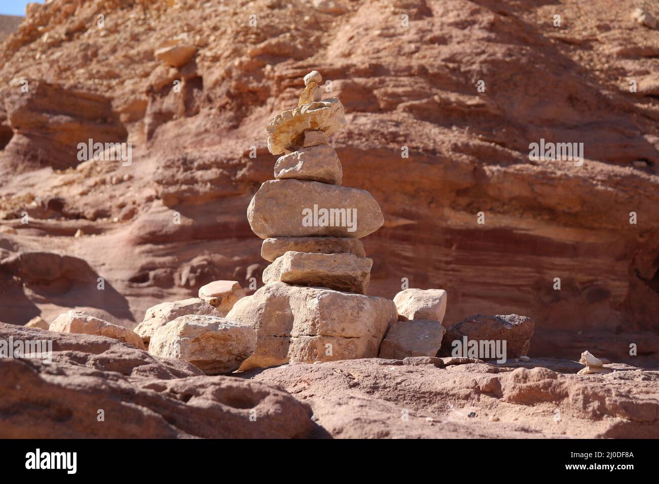Stone stack in Jordan mountains Stock Photo - Alamy