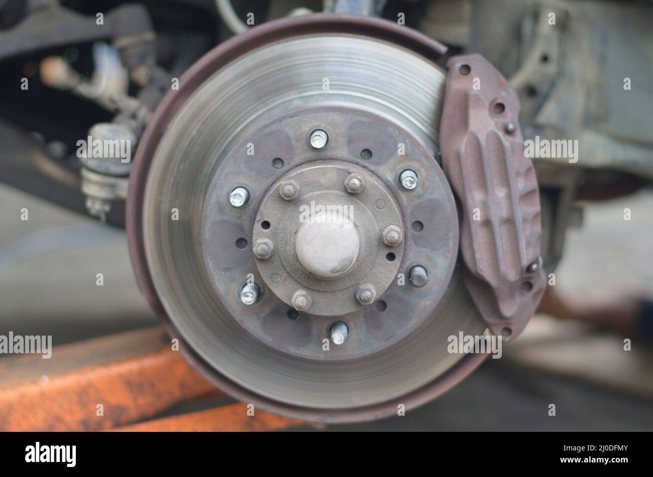 Closeup shot of a brake disc of a car Stock Photo - Alamy