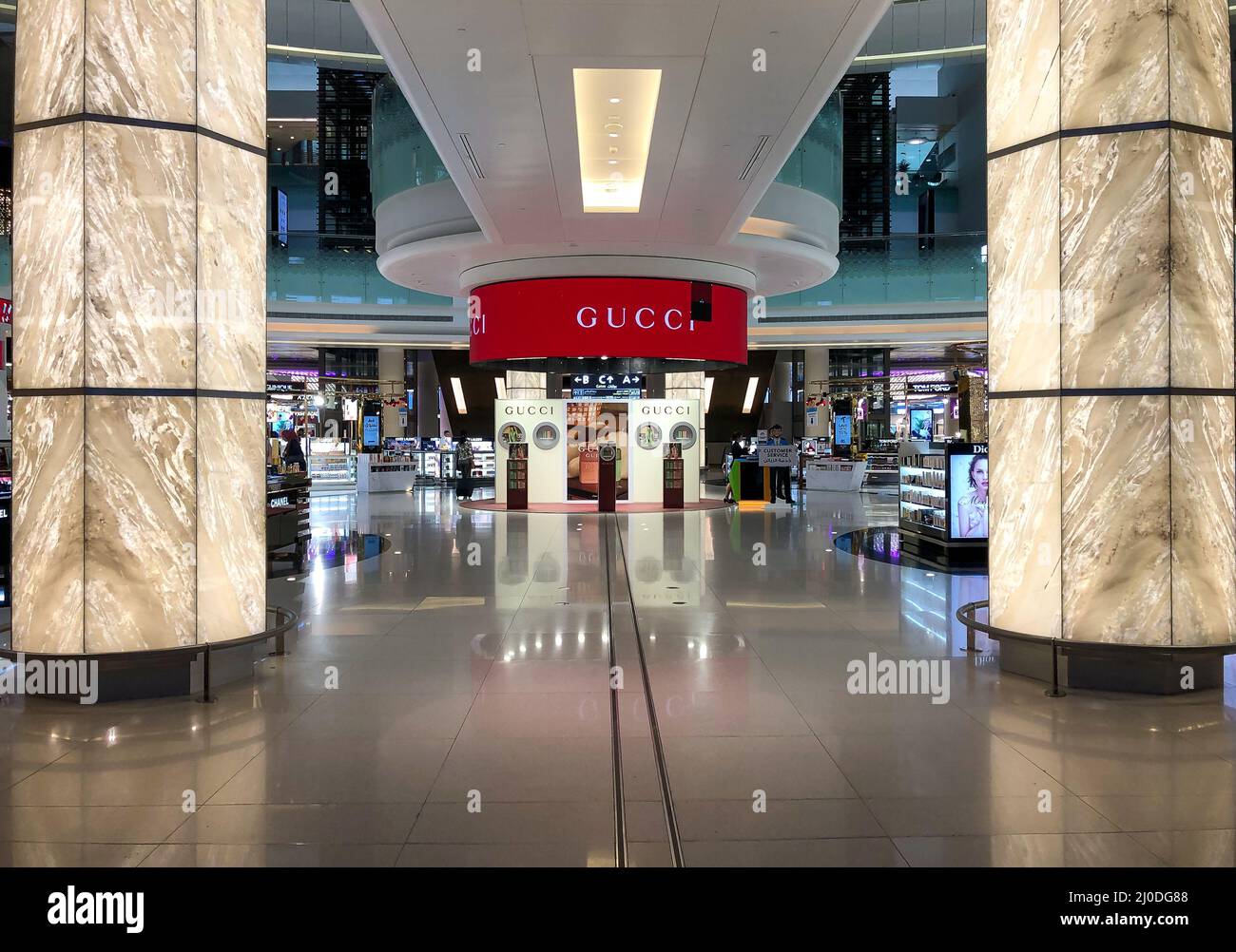 Muscat, Oman - February 16, 2020: Interior of departure terminal at ...
