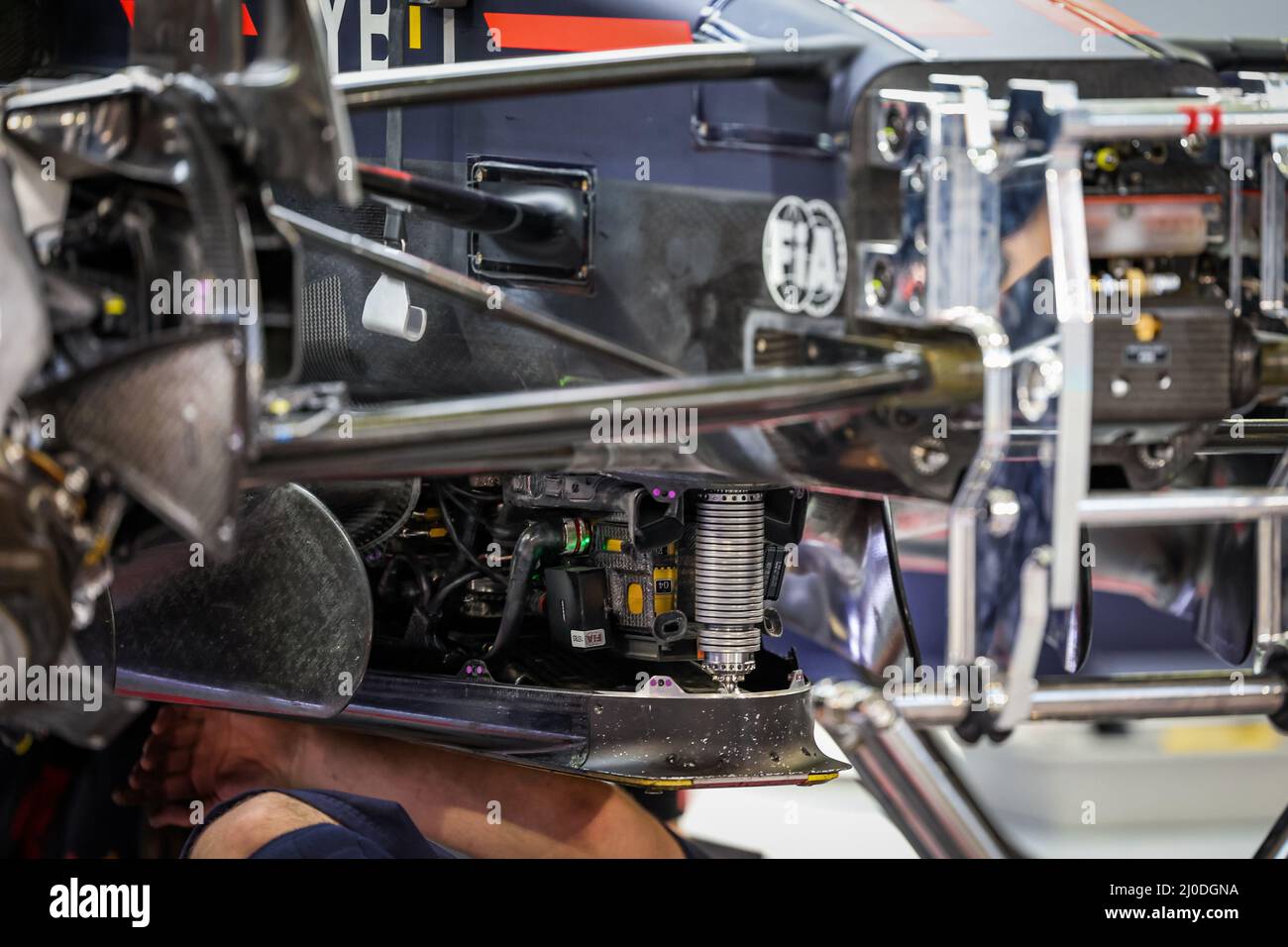 Red Bull Racing Honda RB18, mechanical detail of the floor, dumper ...