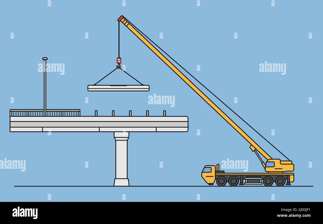 Concrete Bridge Construction Vector Illustration Stock Vector Image