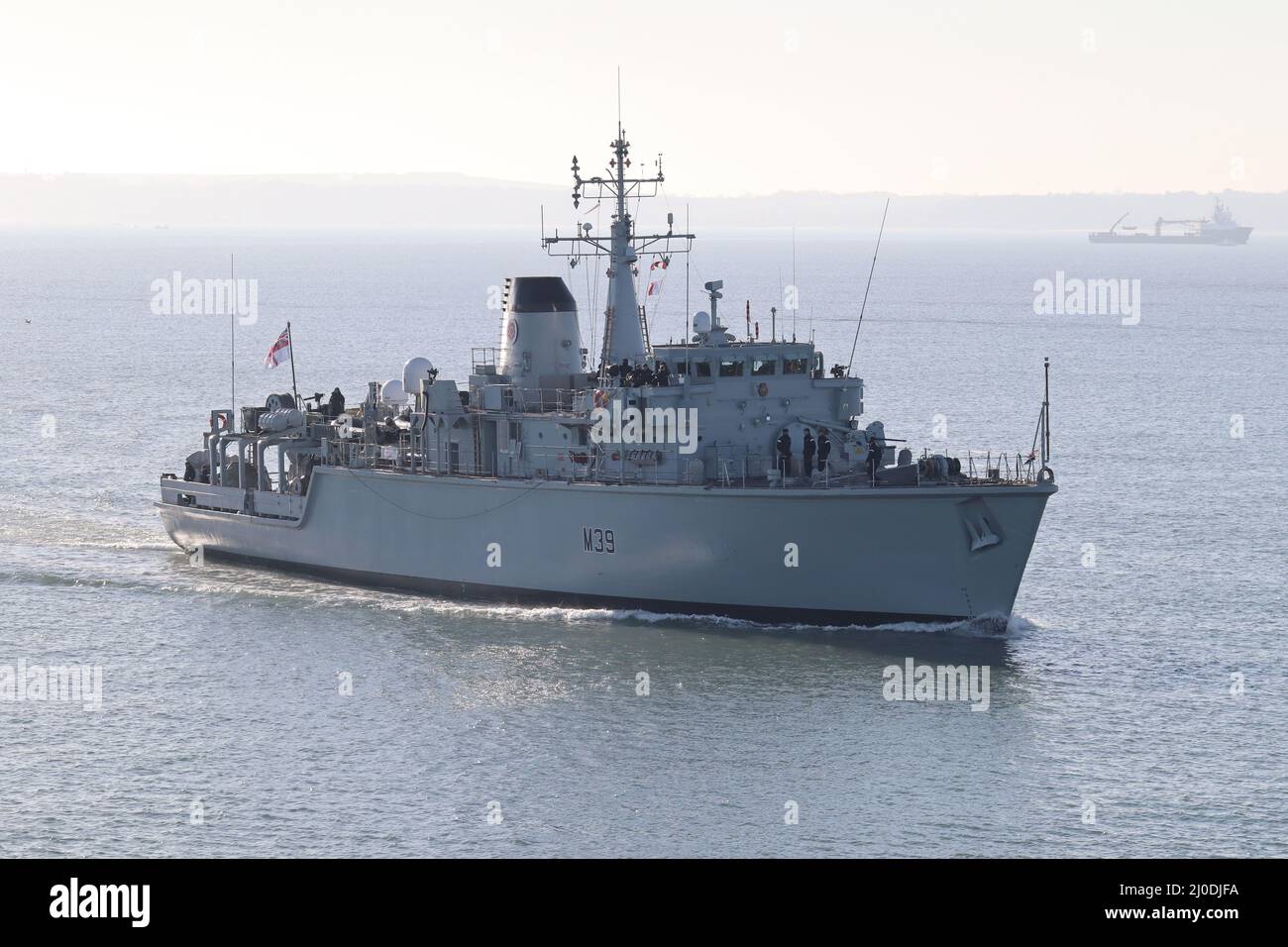 The Hunt class Mine Counter Measures Vessel HMS HURWORTH arriving at ...