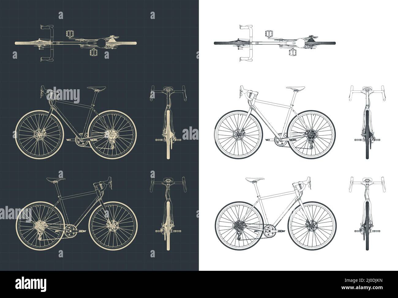 Stylized vector illustration of blueprints of bicycle Stock Vector ...