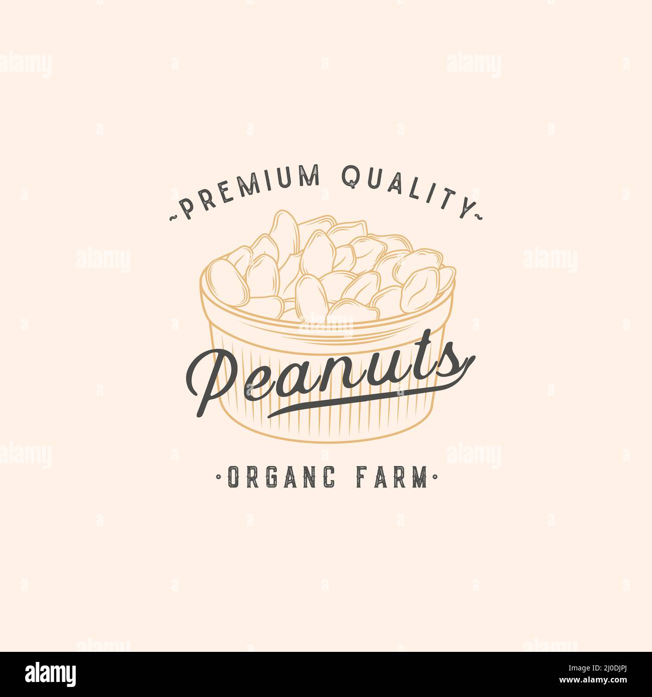 Peanuts Abstract Vector Sign, Symbol or Logo Template. Elegant Hand ...