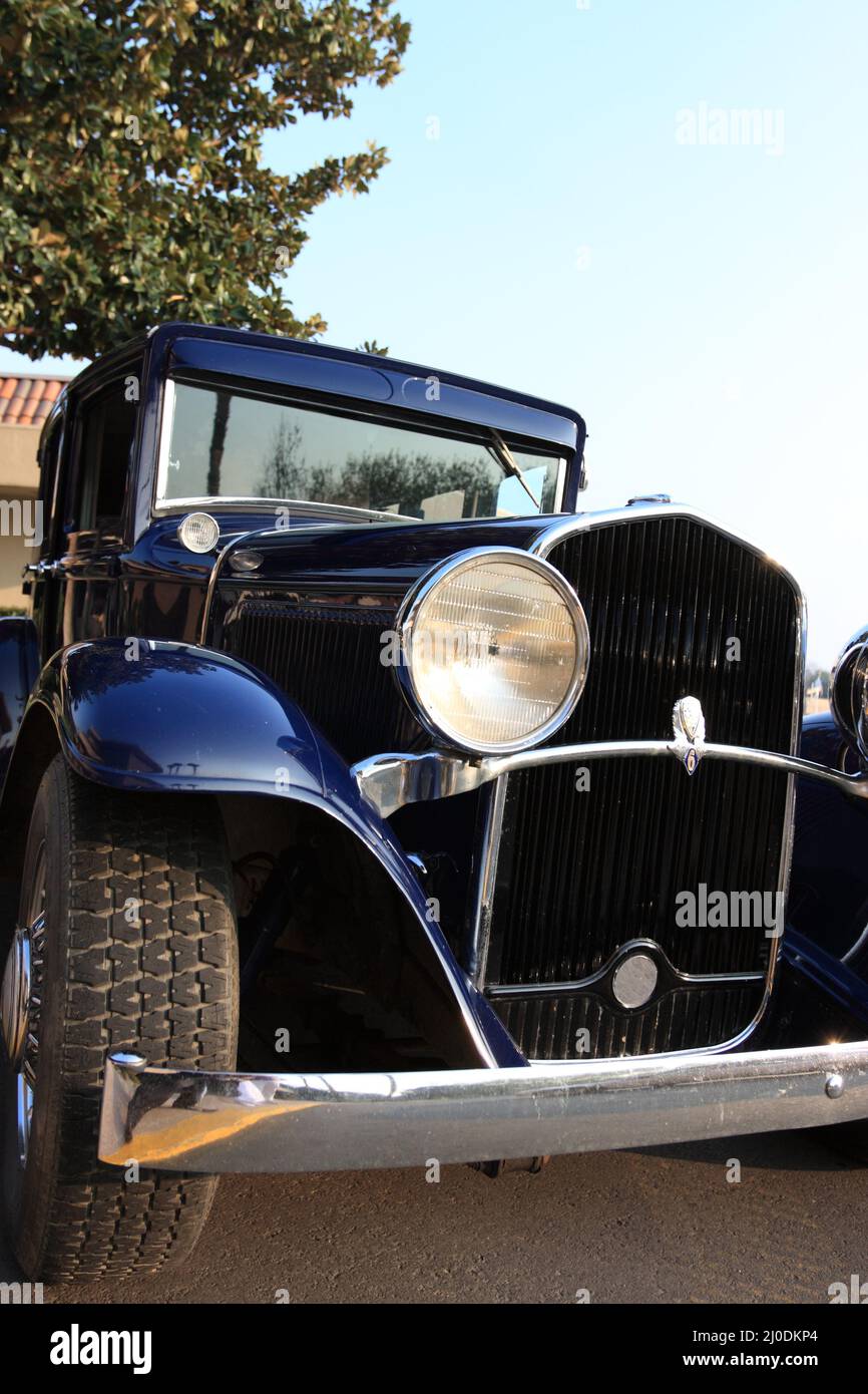 The blue retro car in summer, USA Stock Photo - Alamy