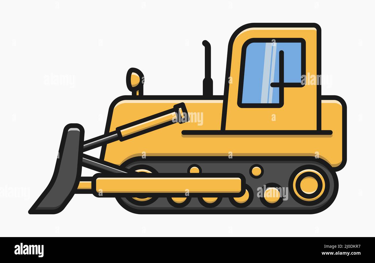 construction bulldozer vector flat illustration Stock Vector Image ...