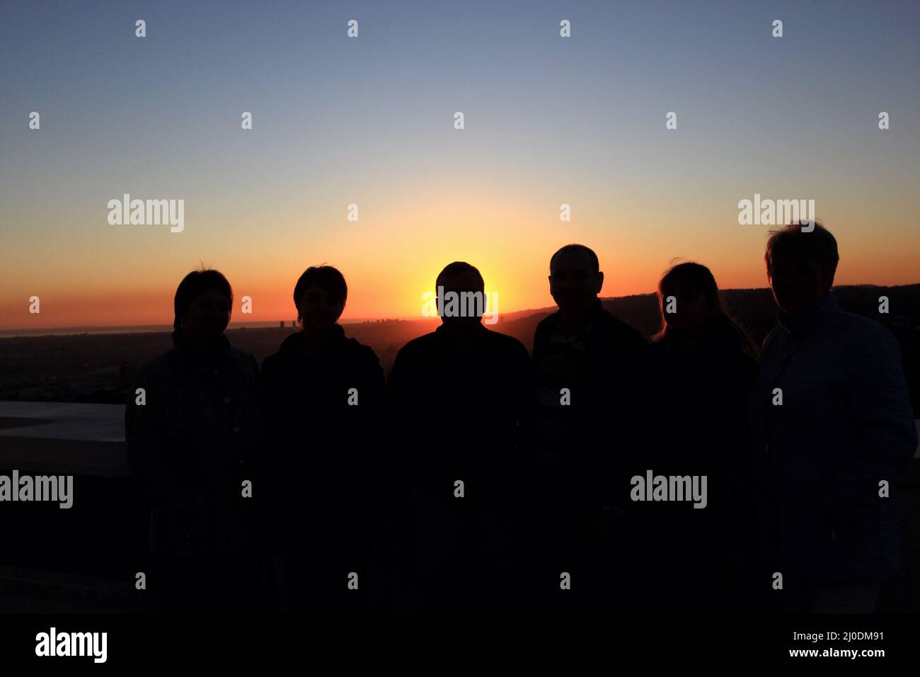 Six people follow the sunset, California, Los Angeles Stock Photo - Alamy