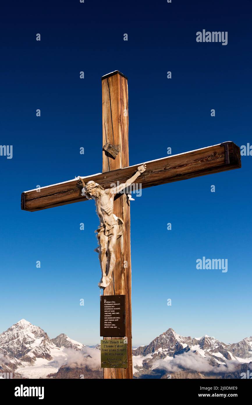 Blue summit cross switzerland hi-res stock photography and images - Alamy
