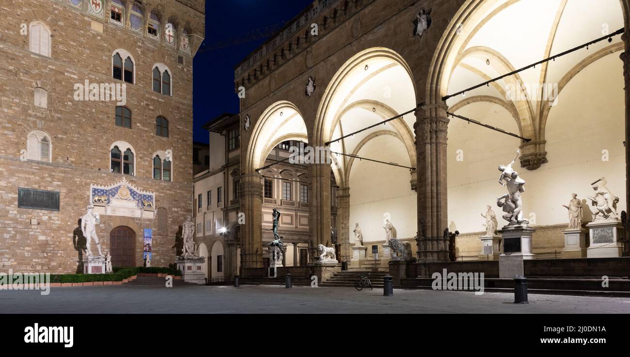 Florence, Italy - Circa June 2021: architecture illuminated by night ...