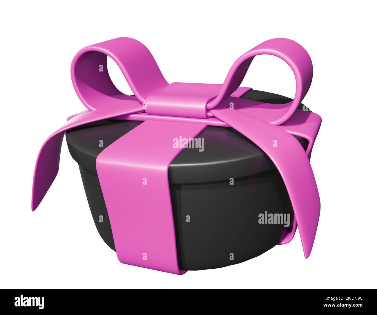 Realistic 3D Gift Black Box and Pink Bow on white Stock Photo - Alamy