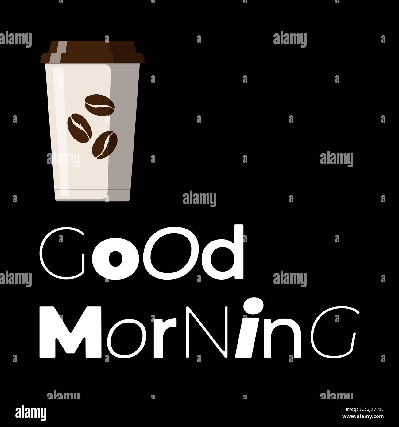Good morning graphic text and disposable coffee cup banner. Minimal ...