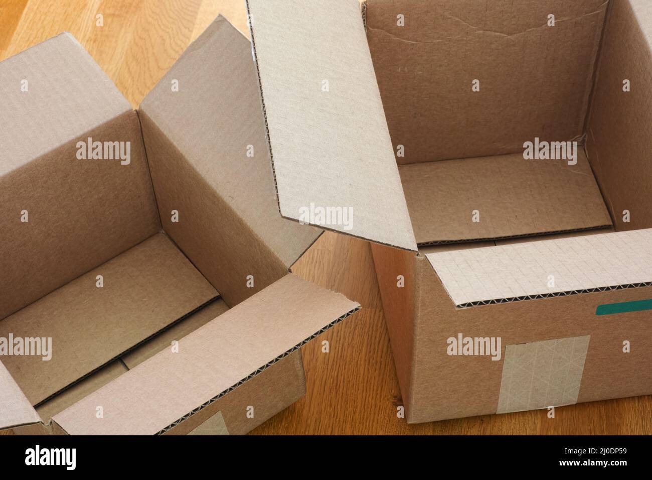 Two empty open cardboard boxes. Close up Stock Photo - Alamy