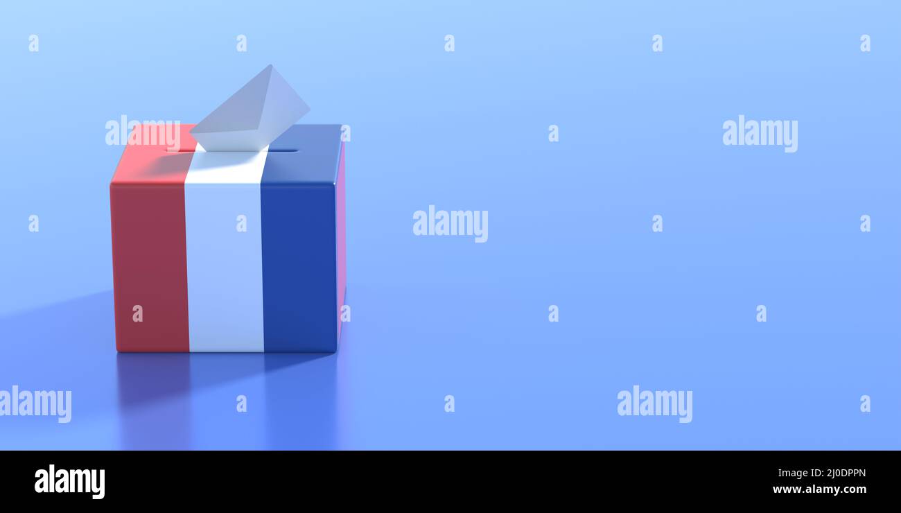 Election in France. White envelope in France flag ballot box slot, blue ...