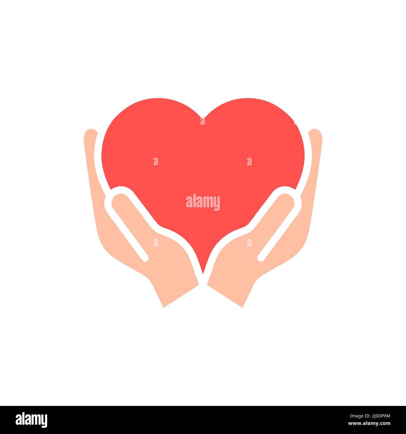 Heart with hands colorful icon. Multicultural human assistance and ...