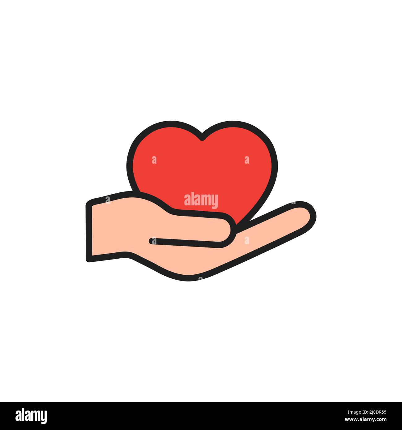 Heart with hands colorful icon. Multicultural human assistance and ...