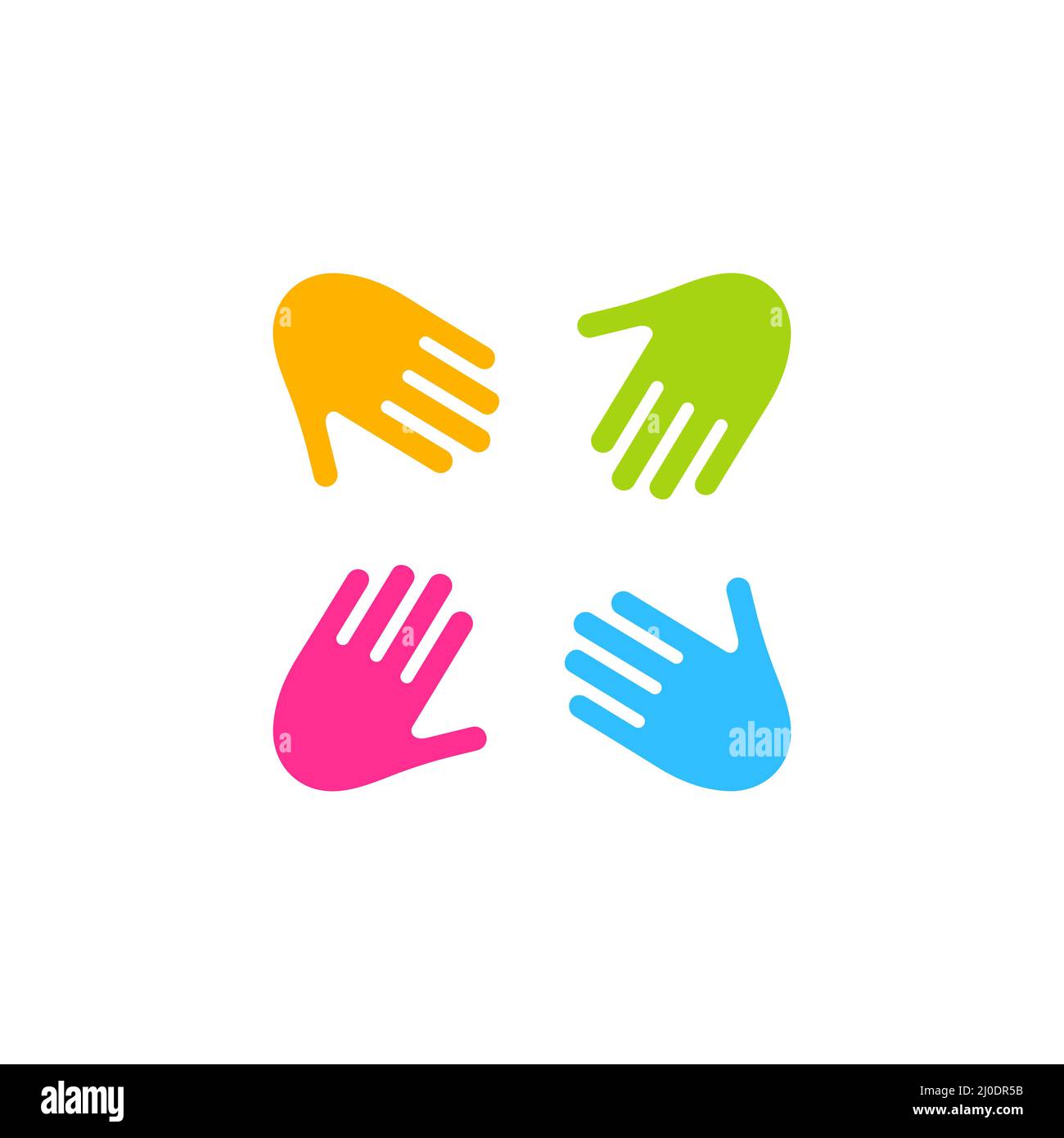 Diversity hands together. Friendship colorful symbol. Business unity ...
