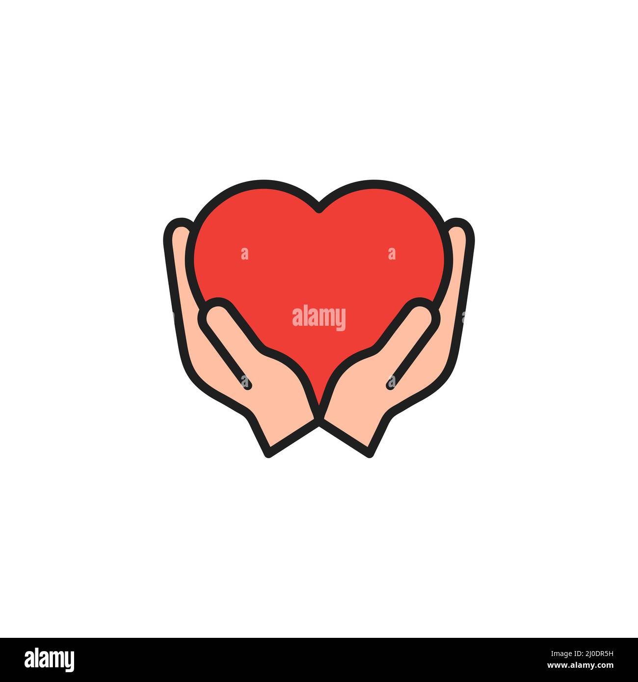 Heart with hands colorful icon. Multicultural human assistance and ...