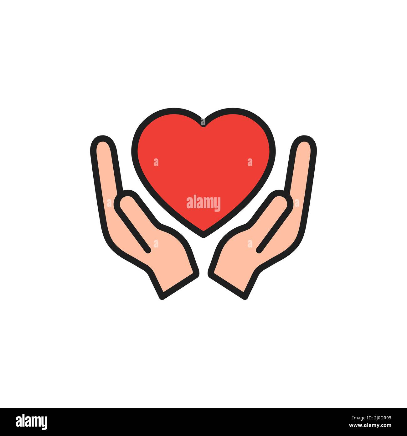 Heart with hands colorful icon. Multicultural human assistance and ...