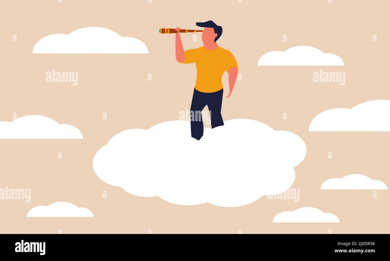 Job search and visionary symbol on cloud. Employment vacancy and vision ...