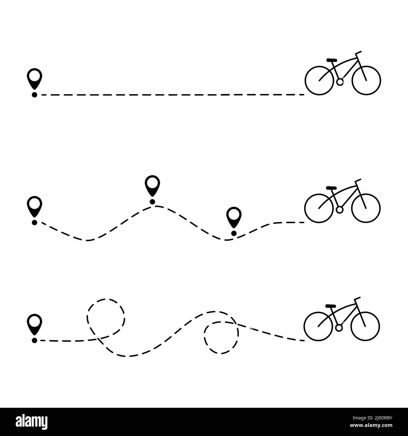 Bike mileage with start point. Bicycle and route. Travel destination ...