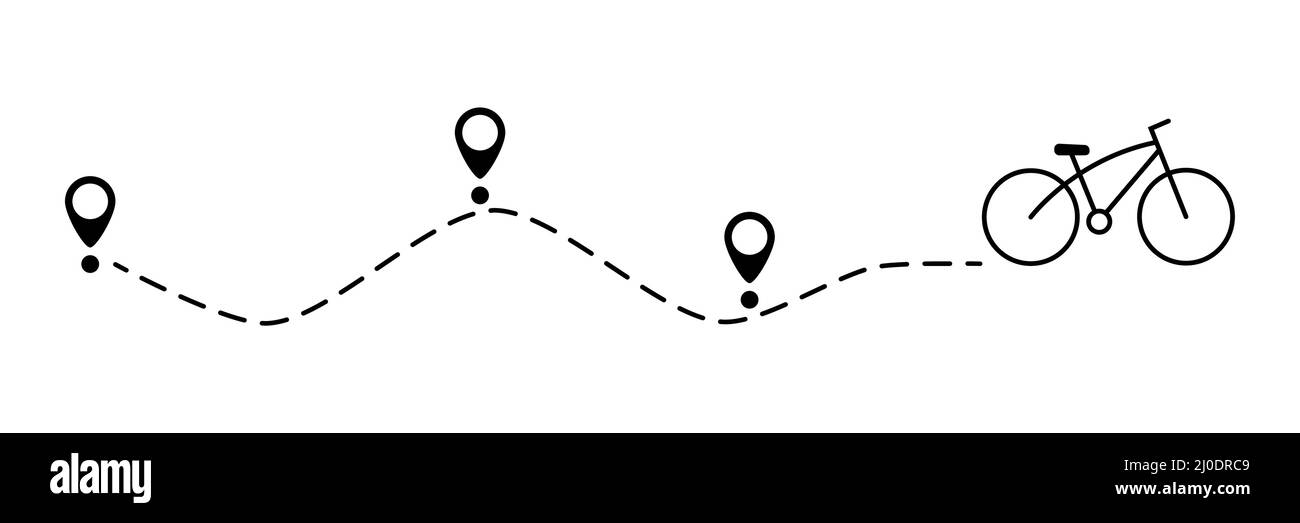 Bike mileage with start point. Bicycle and route. Travel destination ...