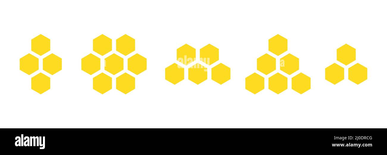 Honeycomb shape in line shape. Hexagon elements set Stock Vector Image ...