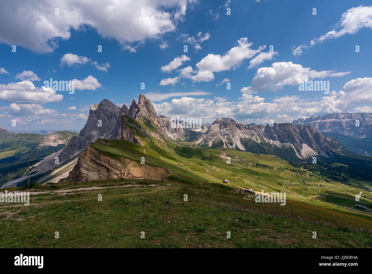 Views from Seceda over the Odle mountains Stock Photo - Alamy