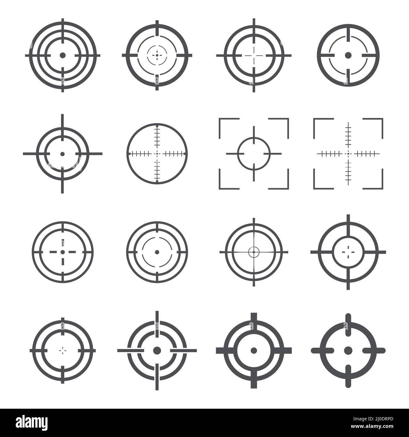 Target destination icon large set. Focus cursor bull eye mark elements ...