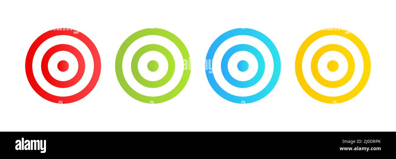 Archery target colorful icon set. Goal symbols with bow arrow ...