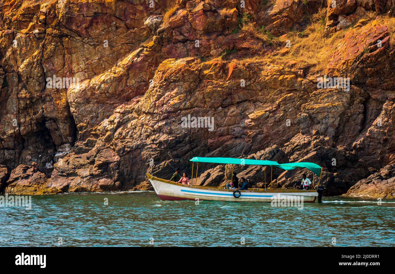 Malvan, INDIA - December 23, 2021 : Unidentified tourists enjoying boat ...