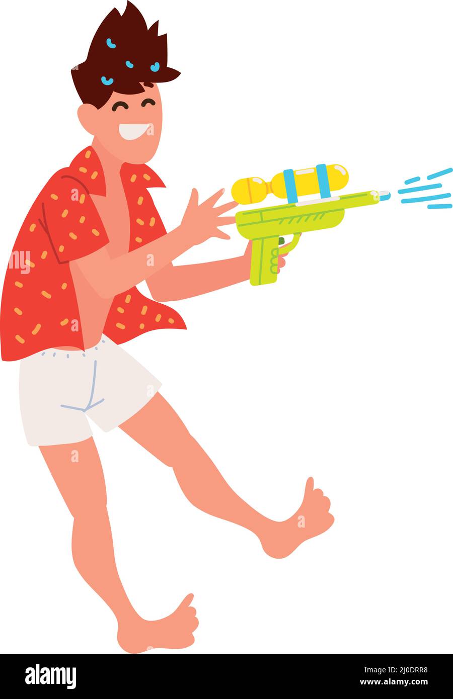 Boy shooting water gun Stock Vector Images - Alamy