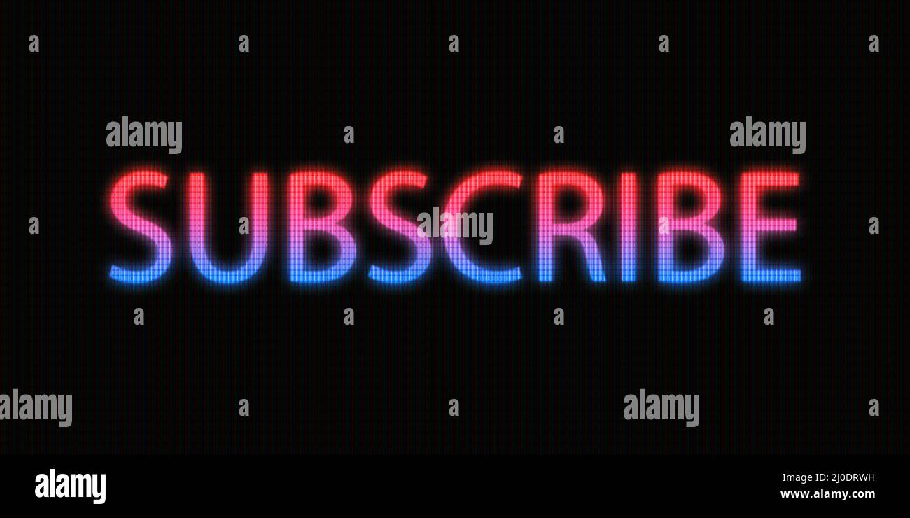 Neon word subscribe written on led computer screen in 4k. Engage your ...