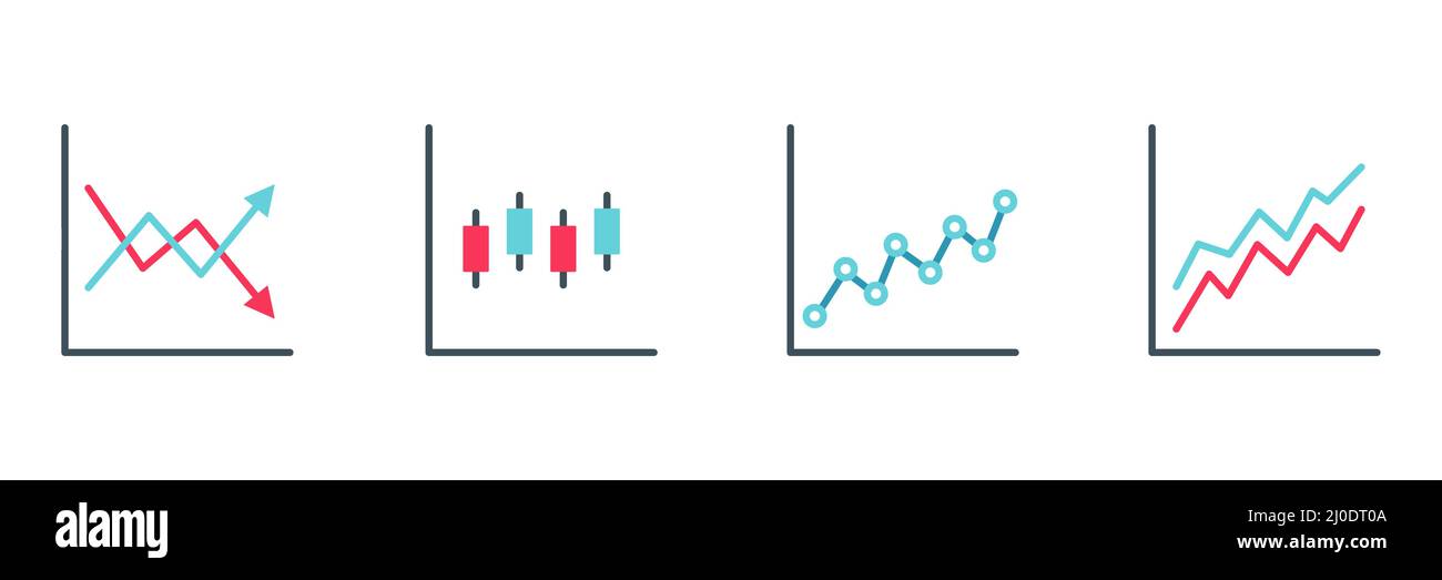 Graphics and charts flat icons set. Big data concept. Business analysis ...