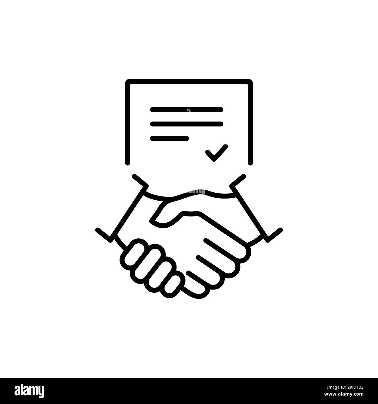 Business handshake teamwork linear concept. Contract line icon ...