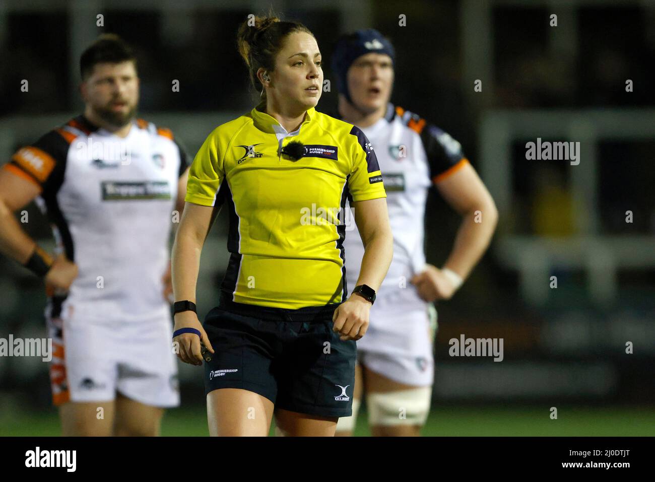 Match referee Sara Cox during the Premiership Rugby Cup Group A match ...