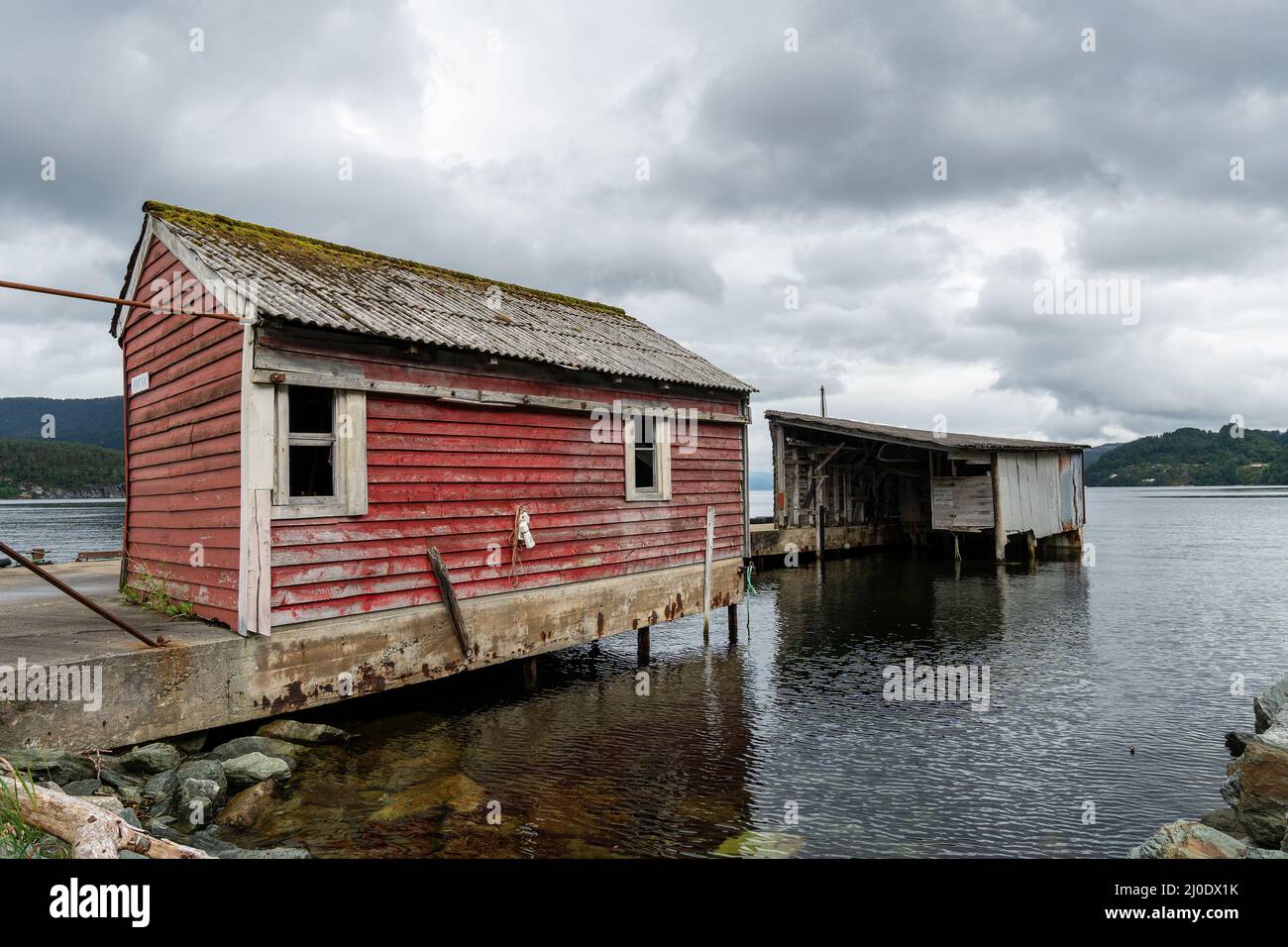 Old shack at the fjord in Norway Stock Photo - Alamy