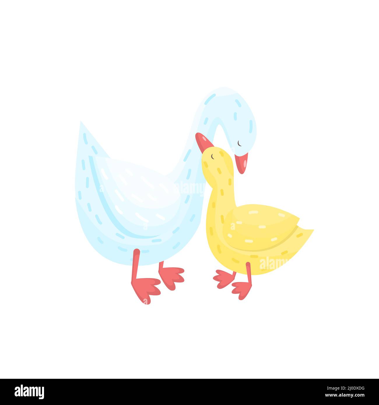 Adorable mother goose and gosling vector illustration. Cute farm birds ...