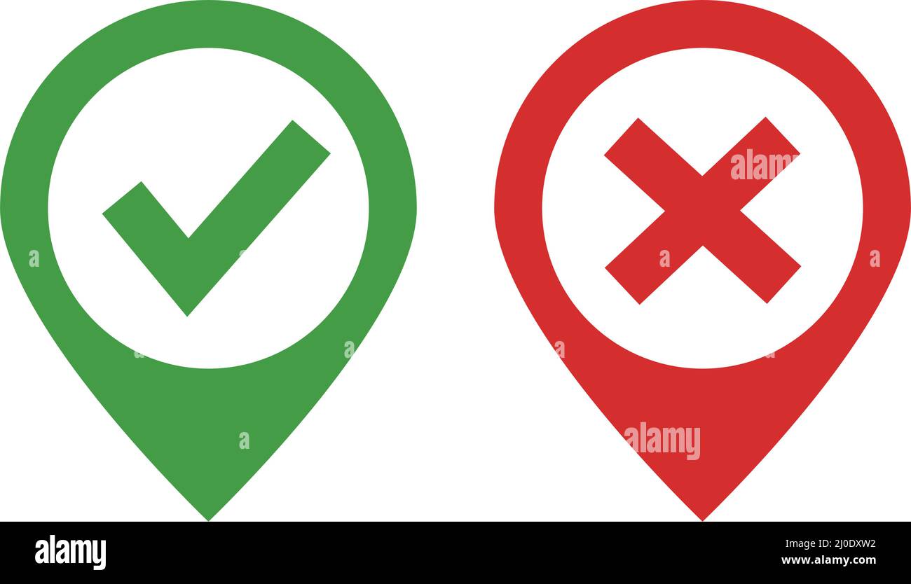 Check mark and cross mark map pin icon set. Editable vector Stock ... Check mark and cross mark map pin icon set. Editable vector Stock ...
