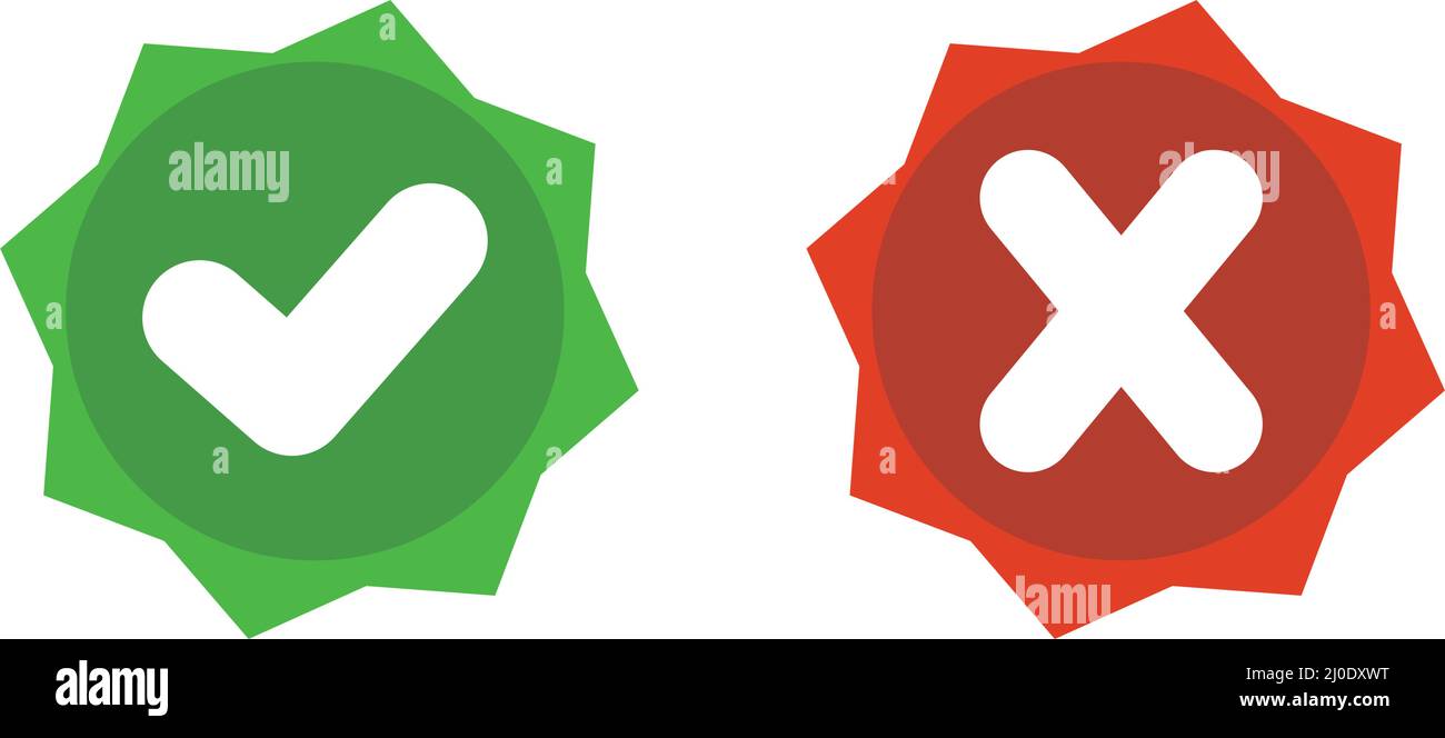 Check mark label and cross mark label icon set. Editable vector Stock ...