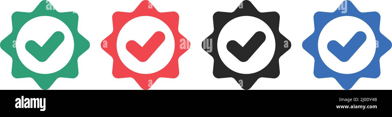 Badge icon set with check marks. Editable vectors Stock Vector Image ...