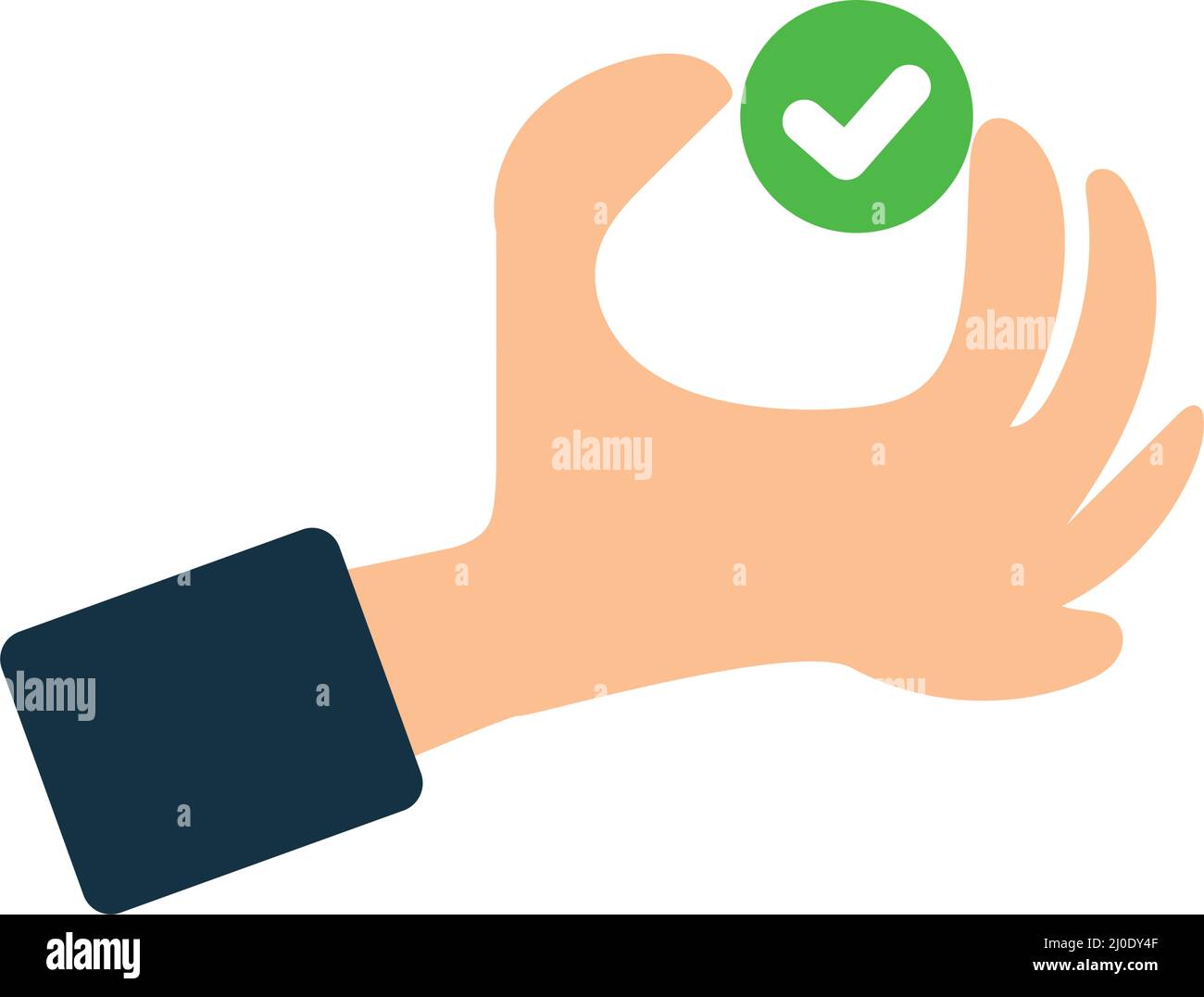 The hand holding the check mark. Success or understanding. Editable ...